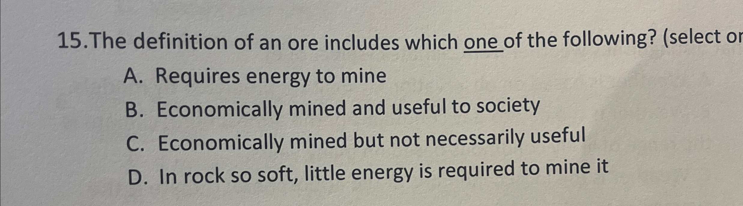 Solved The definition of an ore includes which one of the | Chegg.com