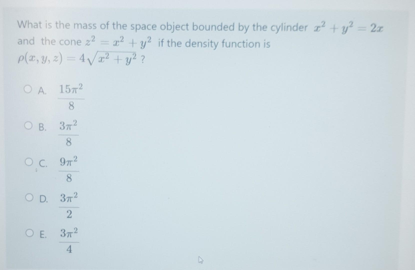 Solved What is the mass of the space object bounded by the | Chegg.com