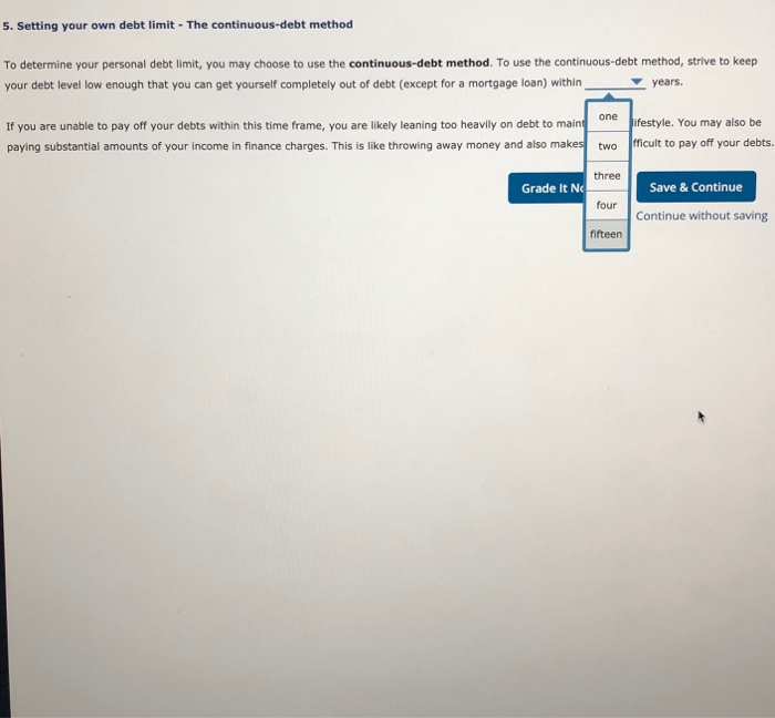 Solved 5. Setting your own debt limit - The continuous-debt | Chegg.com