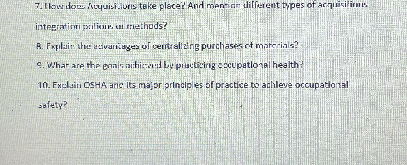 Solved How does Acquisitions take place? And mention | Chegg.com