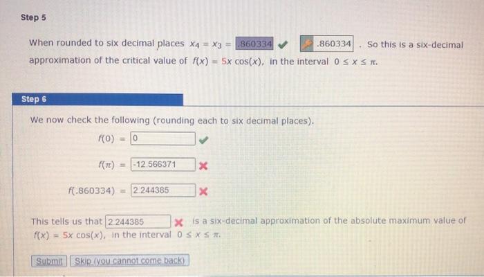 Solved Step 1 To maximize f(x) = 5x cos(x) on the interval 0 | Chegg.com