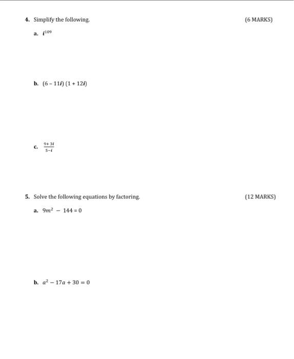 Solved 4. Simplify the following. (6 MARKS) a. t109 b. | Chegg.com