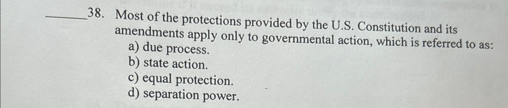 Solved Most of the protections provided by the U.S. | Chegg.com