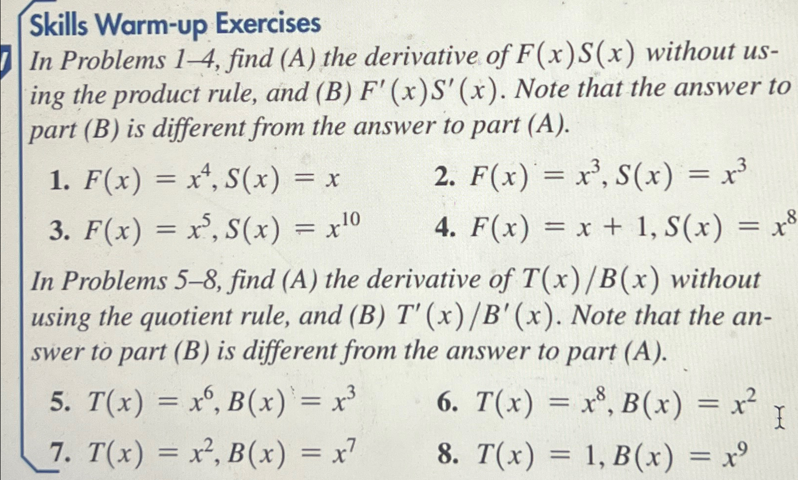 Solved Skills Warm-up ExercisesIn Problems 1-4, ﻿find (A) | Chegg.com