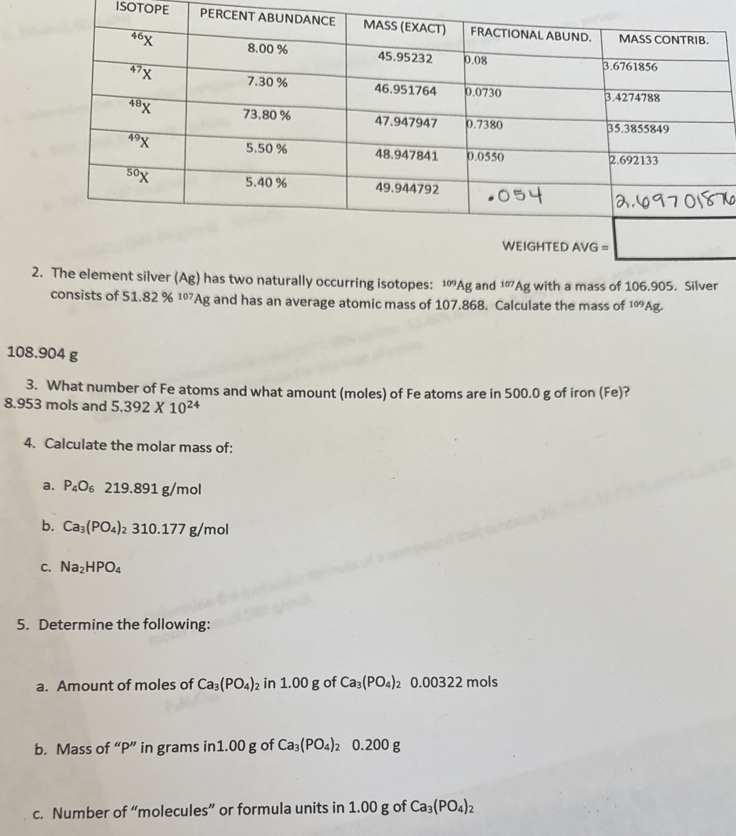 Solved \table[[ISOTOPE,PERCENT ABUNDANCE,MASS | Chegg.com