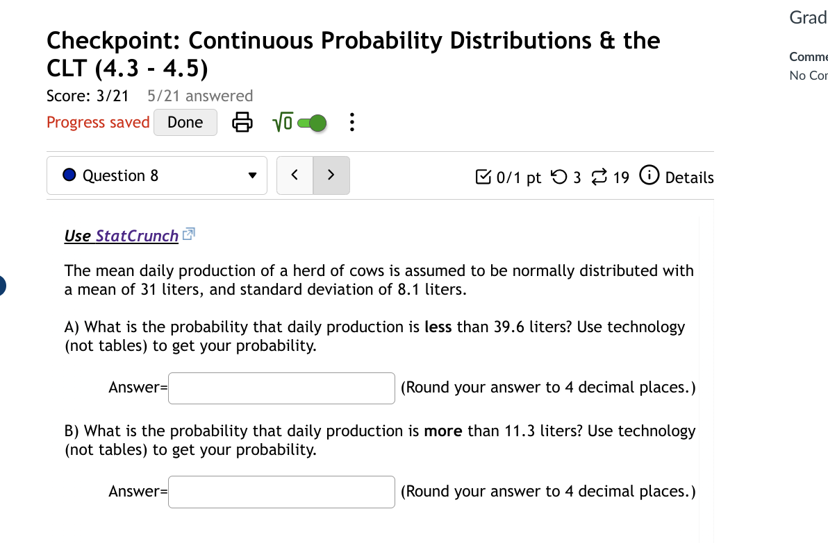 Solved Use StatCrunch ?Tr The mean daily production of a | Chegg.com