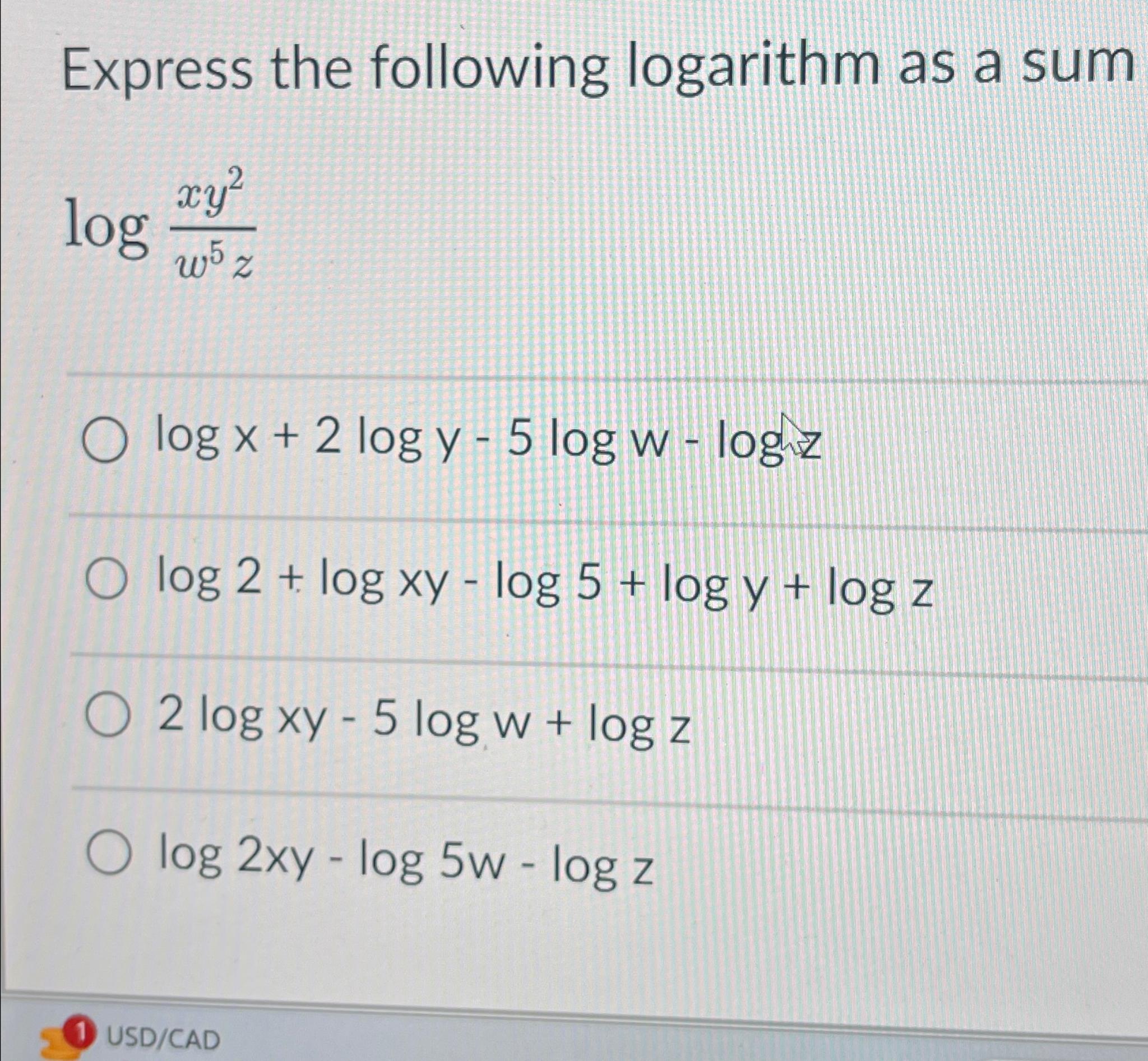Solved Express the following logarithm as a | Chegg.com