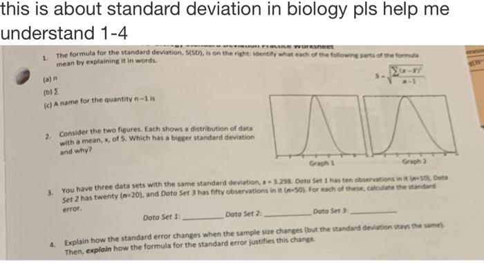 Solved this is about standard deviation in biology pls help | Chegg.com