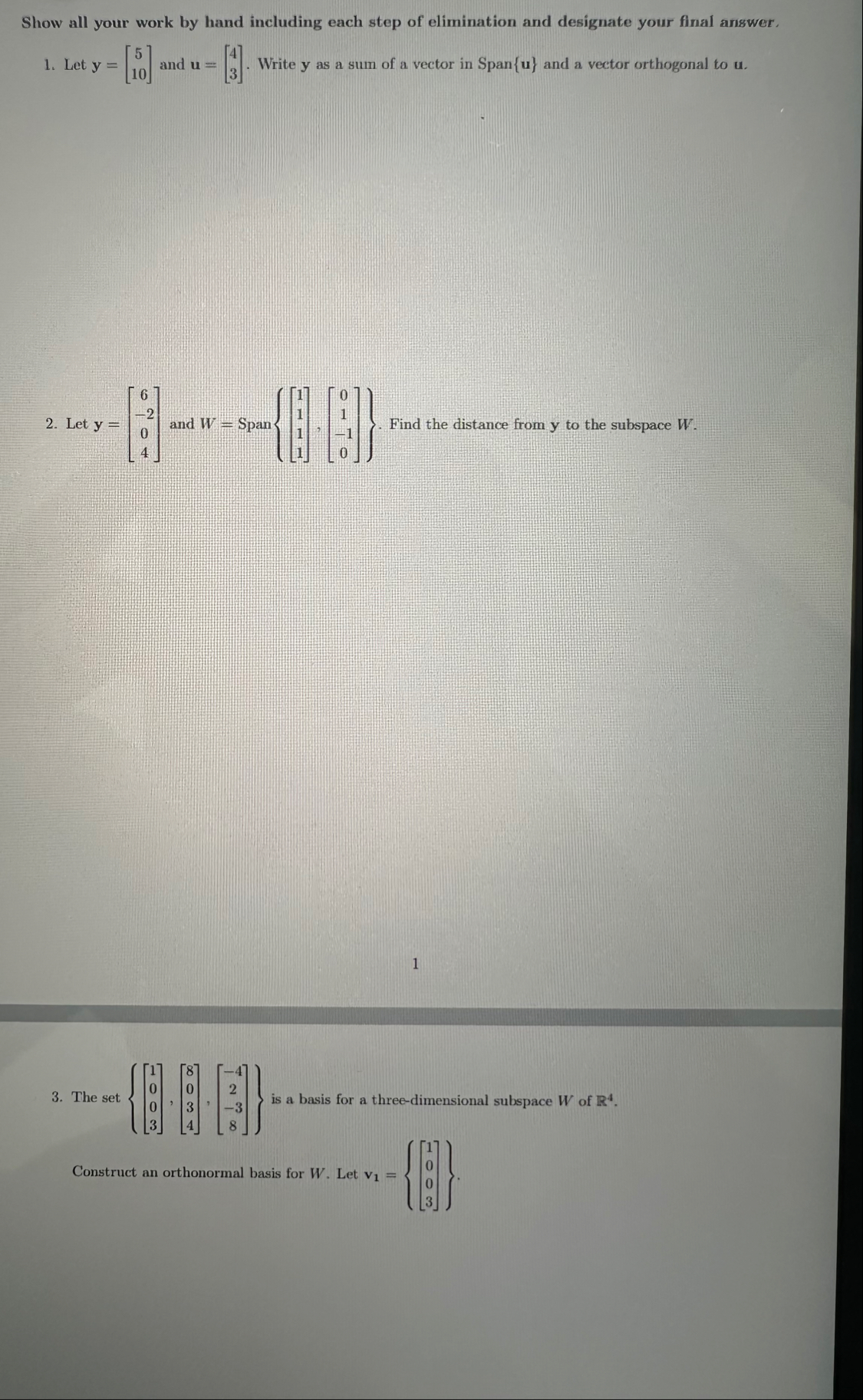 Solved Show all your work by hand including each step of | Chegg.com