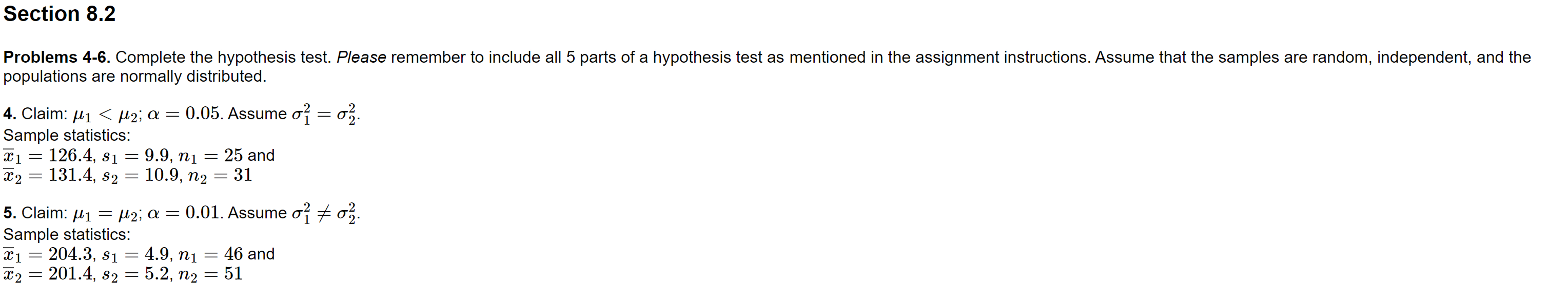 Solved Section 8.2Problems 4-6. ﻿Complete the hypothesis | Chegg.com