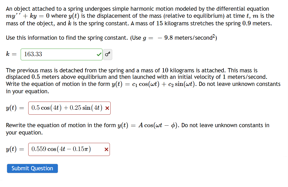 Solved An object attached to a spring undergoes simple | Chegg.com