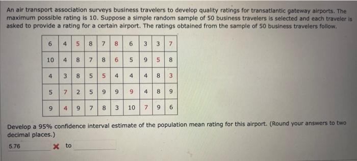 Solved An air transport association surveys business | Chegg.com