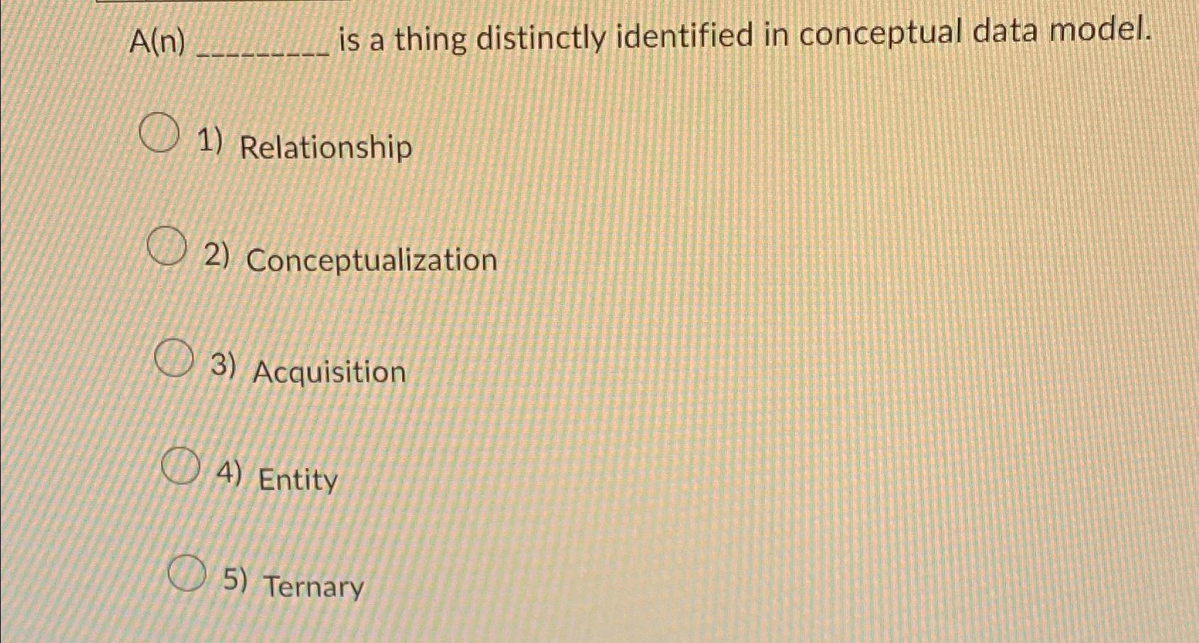 Solved A(n) ﻿is a thing distinctly identified in conceptual | Chegg.com