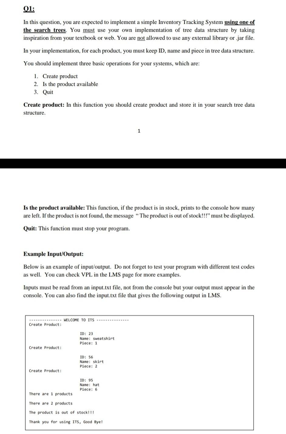 Solved Q1: In this question, you are expected to implement a | Chegg.com