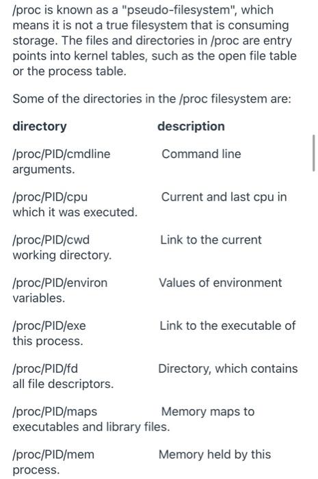 Solved Project 1: The /PROC File System (Updated with | Chegg.com