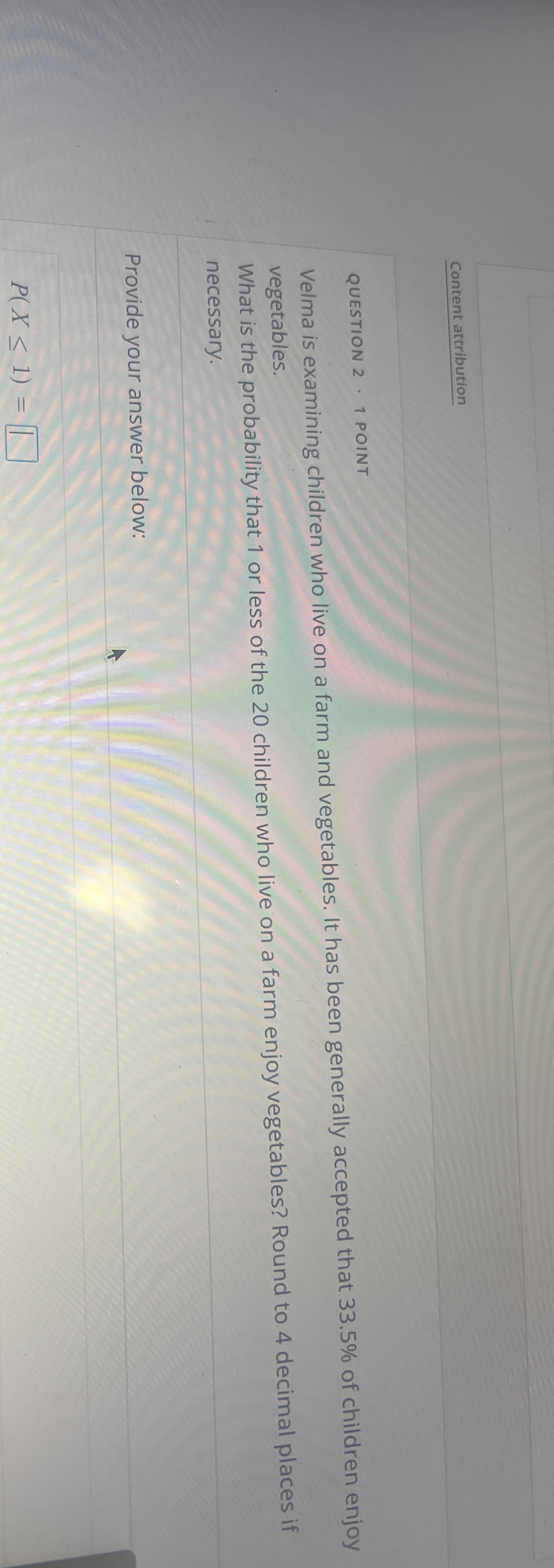 Solved Content attributionQUESTION 2 - 1 ﻿POINTVelma is | Chegg.com