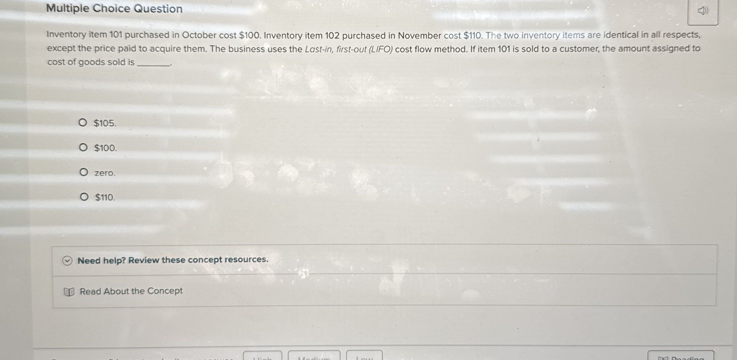 Solved Multiple Choice QuestionInventory item 101 ﻿purchased | Chegg.com