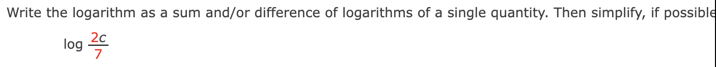 Solved Write the logarithm as a sum and/or difference of | Chegg.com