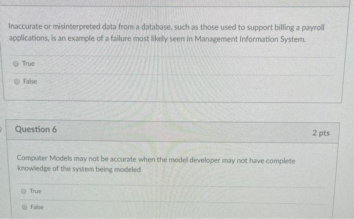 Solved Inaccurate or misinterpreted data from a database, | Chegg.com
