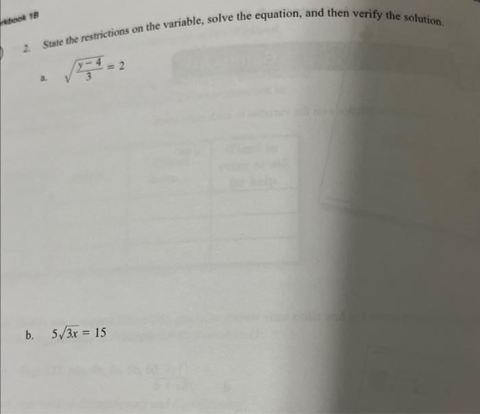 Solved 1. State the restrictions on the variable in each | Chegg.com