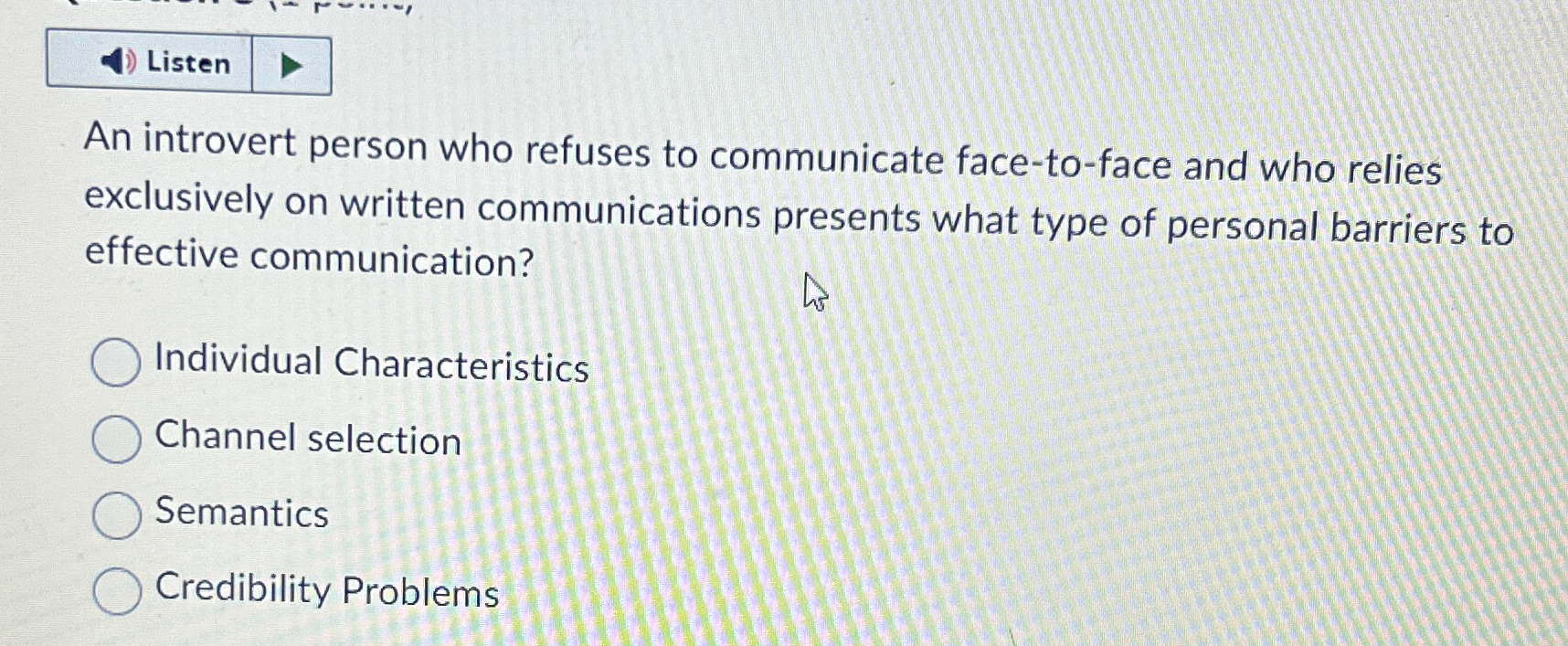 Solved ListenAn introvert person who refuses to communicate | Chegg.com
