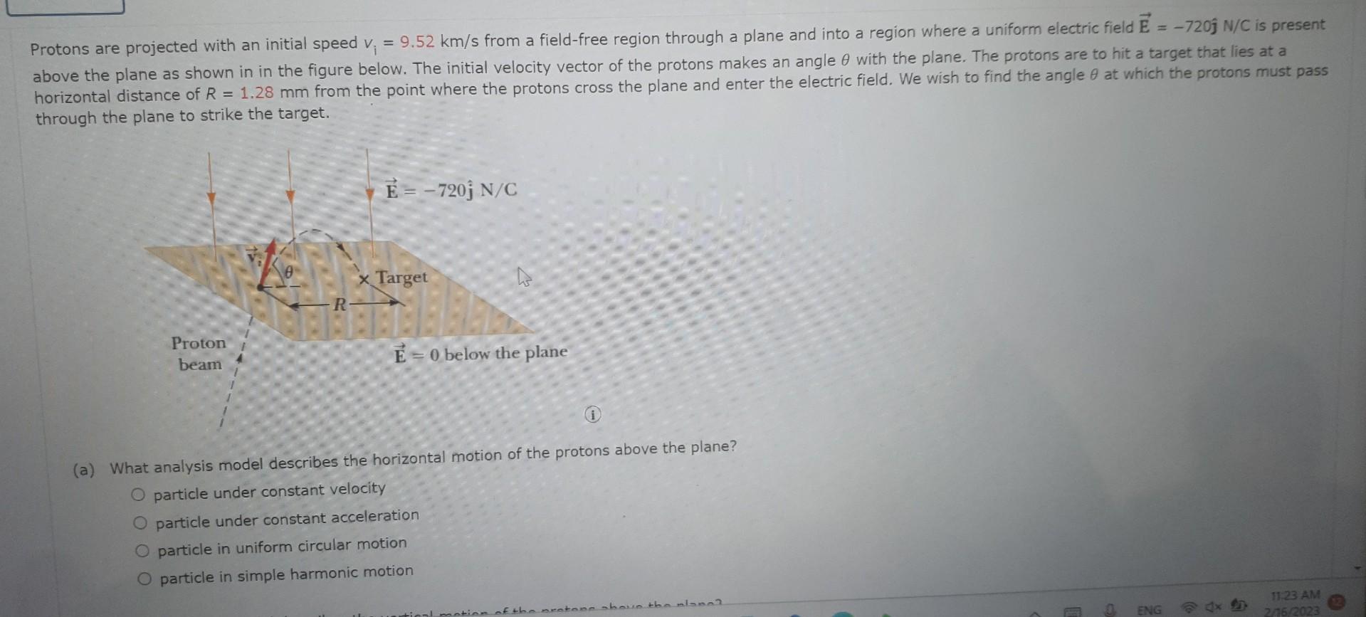 Solved Protons are projected with an initial speed vi=9.52 | Chegg.com