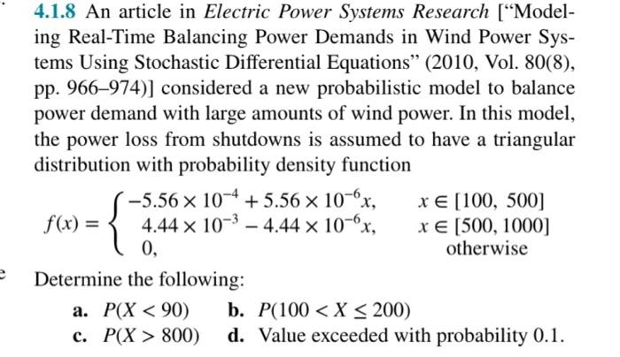 Solved 4.1.8 An article in Electric Power Systems Research | Chegg.com