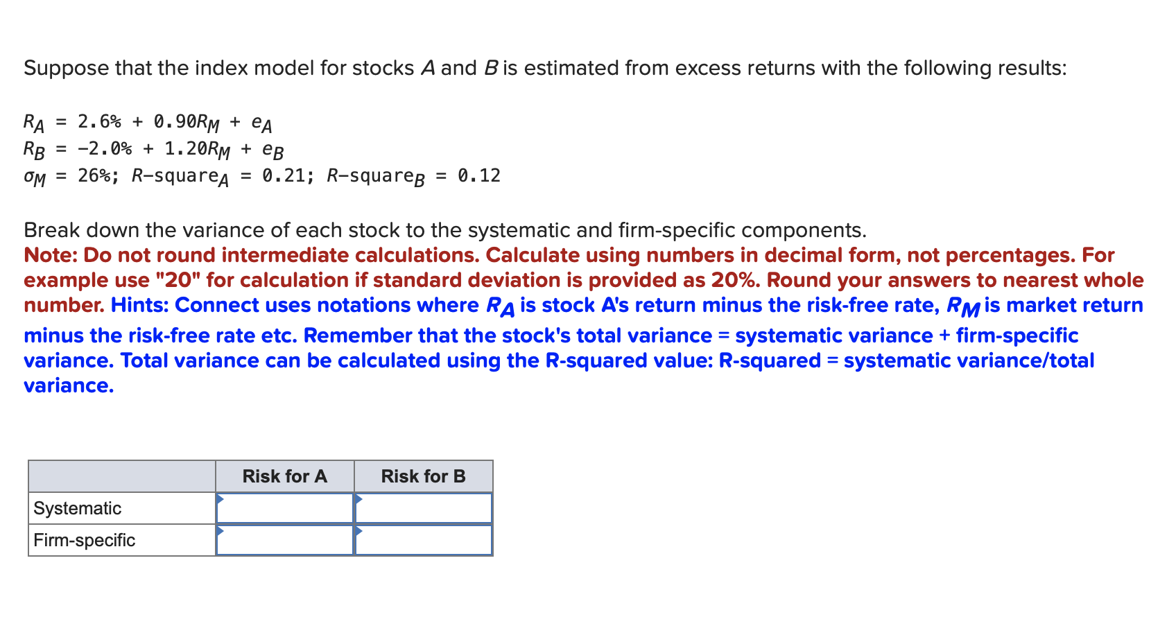 Solved Suppose that the index model for stocks A and B ﻿is | Chegg.com