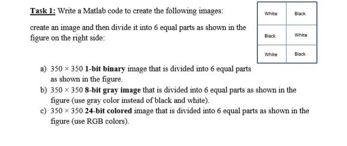 Solved Task 1: Write a Matlab code to create the following | Chegg.com