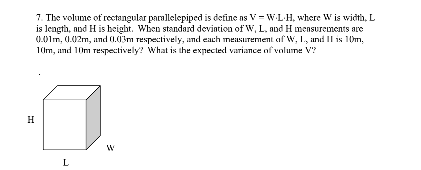 Solved The volume of rectangular parallelepiped is define as | Chegg.com