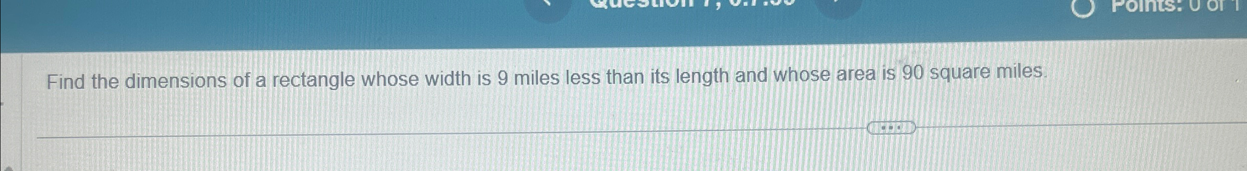 Solved Find the dimensions of a rectangle whose width is 9 | Chegg.com