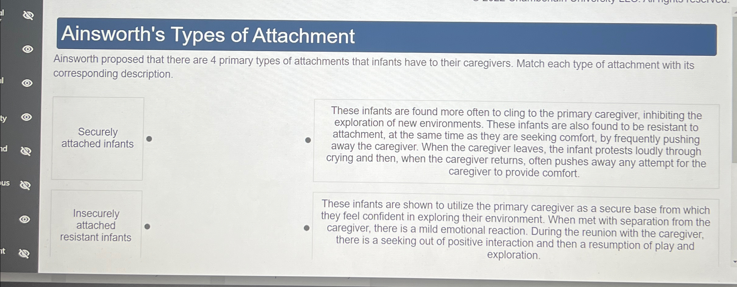 Solved Ainsworth's Types of AttachmentAinsworth proposed | Chegg.com