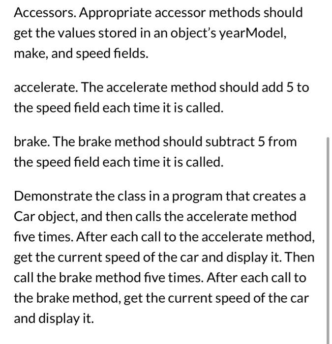 Solved Description Car Class Write A Class Named Car That