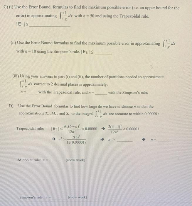 Solved Error Bounds for Midpoint and Trapezoidal Rules: | Chegg.com