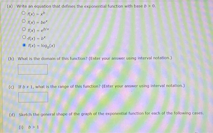 Solved (a) Write an equation that defines the exponential | Chegg.com