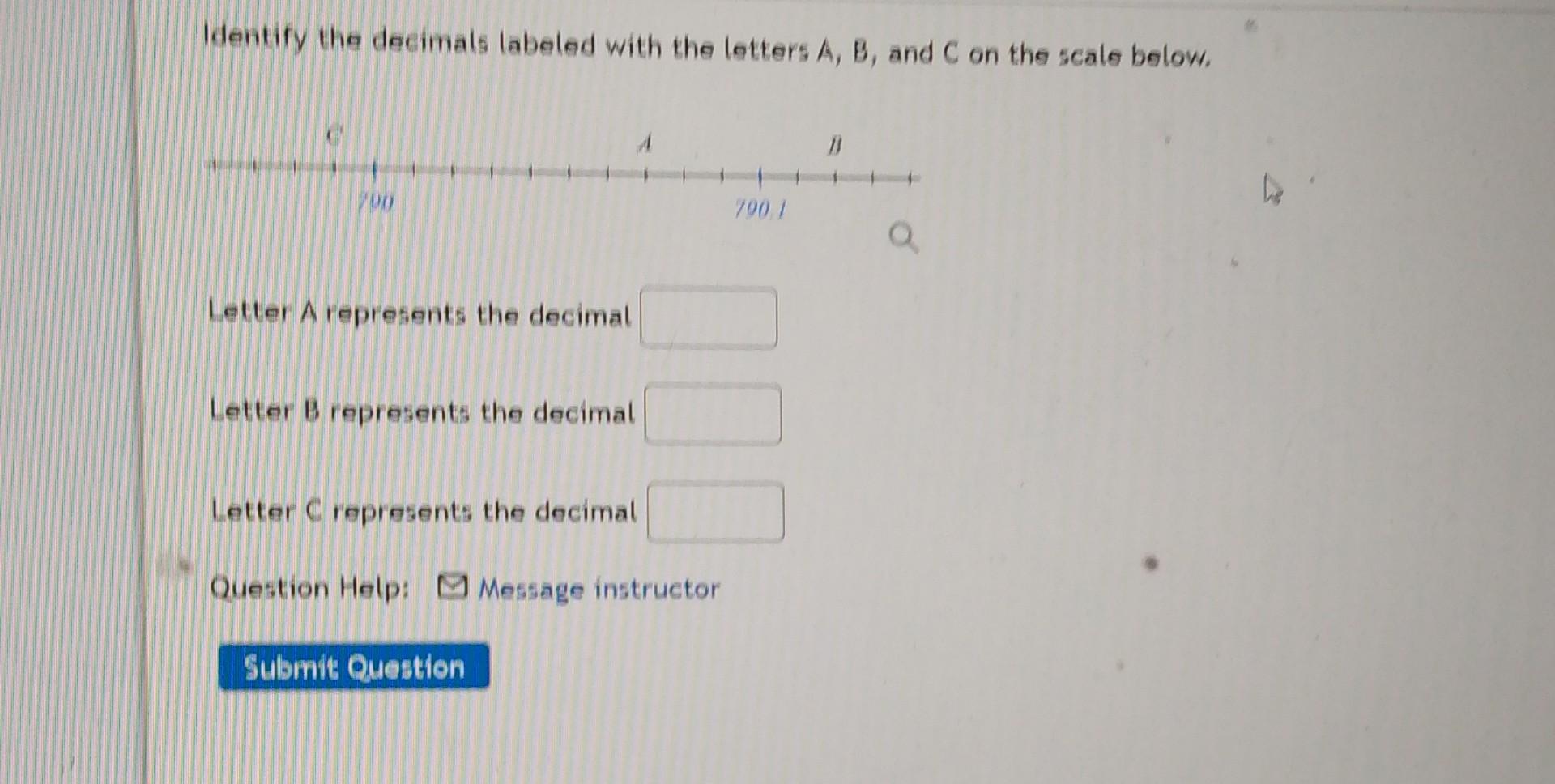 Solved Identify the decimals labeled with the letters A,B, | Chegg.com
