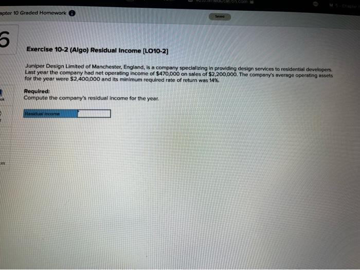 Solved Exercise 10-8 (Algo) Computing and Interpreting | Chegg.com