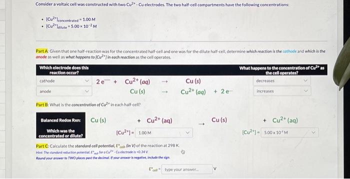 Solved just part c pls!! Consider a voltaic cell was | Chegg.com