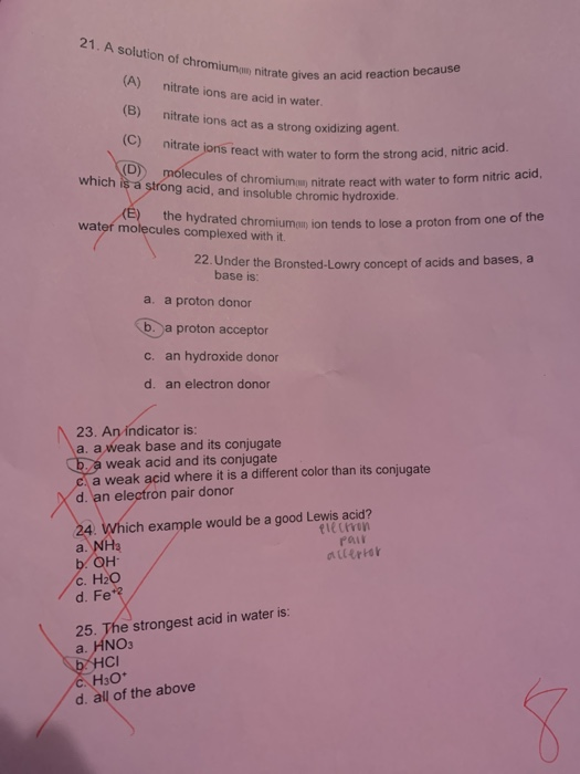 Solved 21. A solution of chromium nitrate 9 (A) nitrate ions | Chegg.com