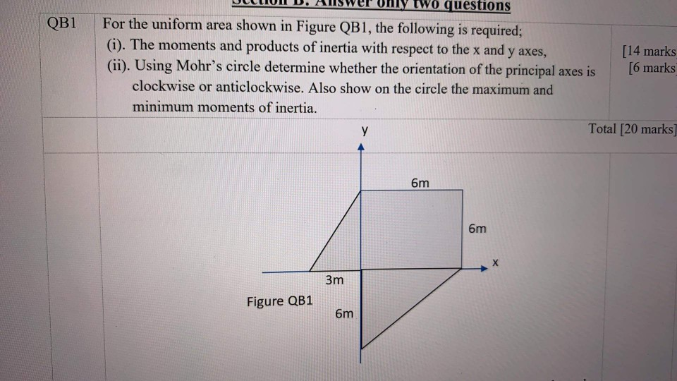 Solved QB1 two questions For the uniform area shown in | Chegg.com