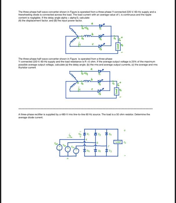 The three-phase haif-wave converter shown in Figure | Chegg.com
