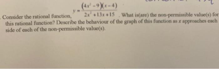 Solved Consider the rational function, 2x13x15 What is(ure) | Chegg.com