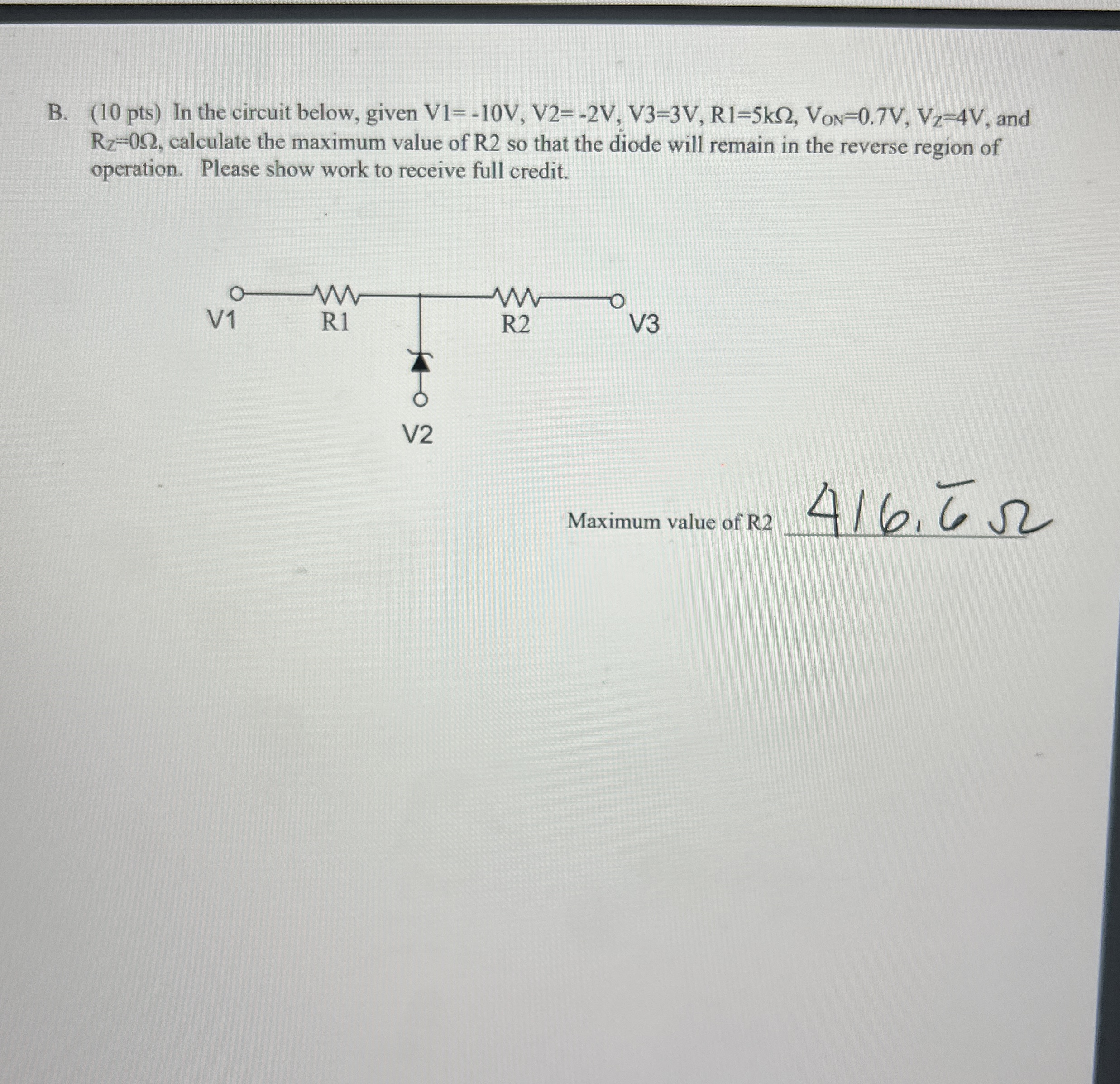 Solved B. ( 10 ﻿pts ) ﻿In the circuit below, given | Chegg.com