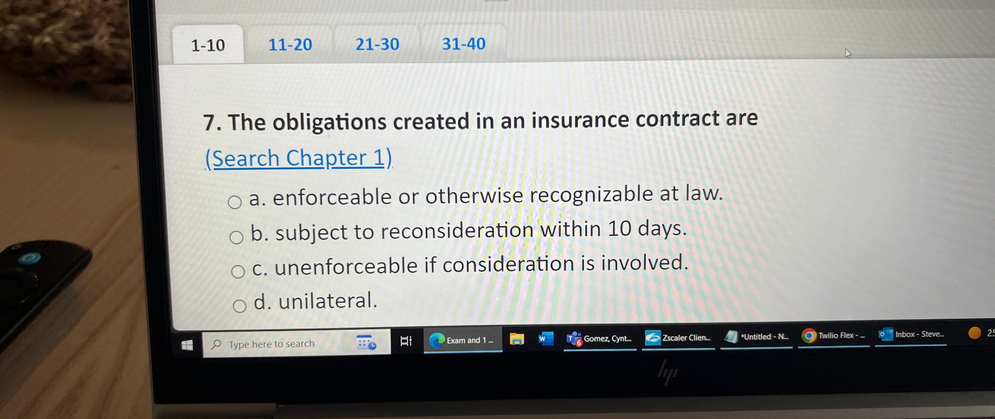 Solved The obligations created in an insurance contract are | Chegg.com