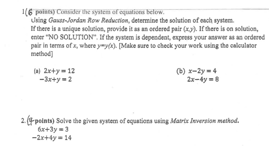 Solved 1 (6 points) Consider the system of equations | Chegg.com Solved 1 (6 points) Consider the system of equations | Chegg.com