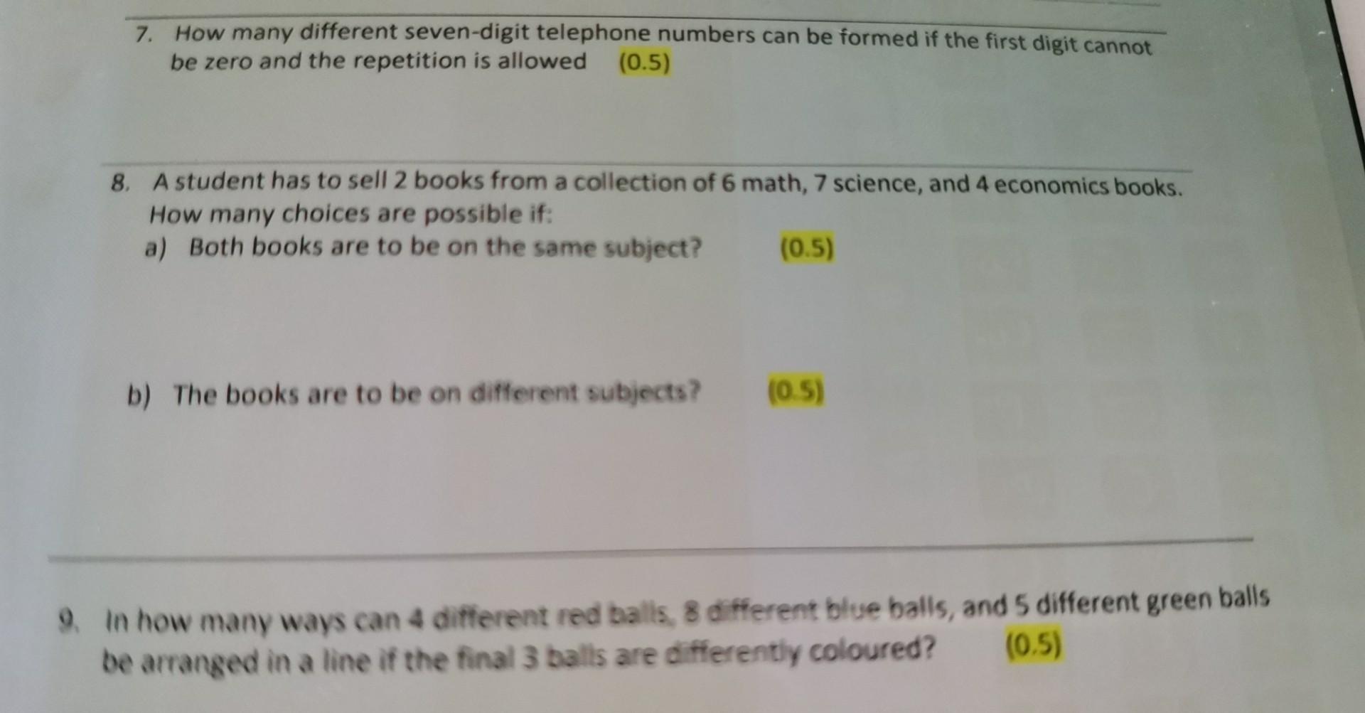Solved 7. How many different seven-digit telephone numbers | Chegg.com