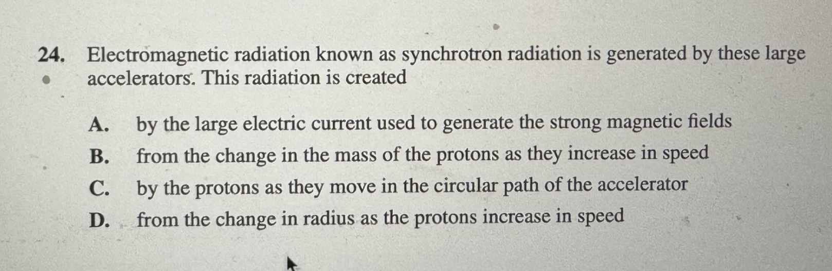 Solved Electromagnetic radiation known as synchrotron | Chegg.com