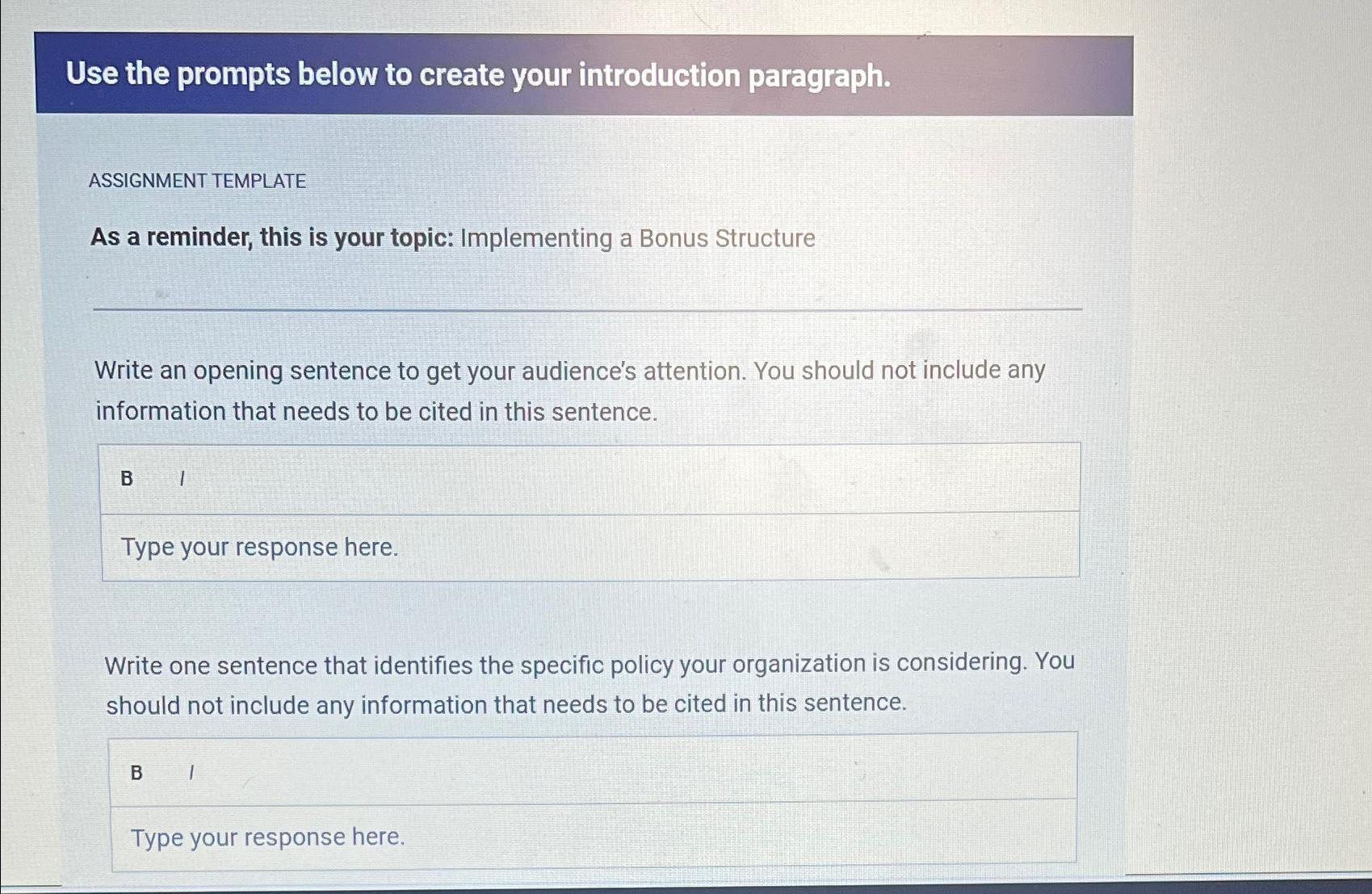 Solved Use the prompts below to create your introduction | Chegg.com
