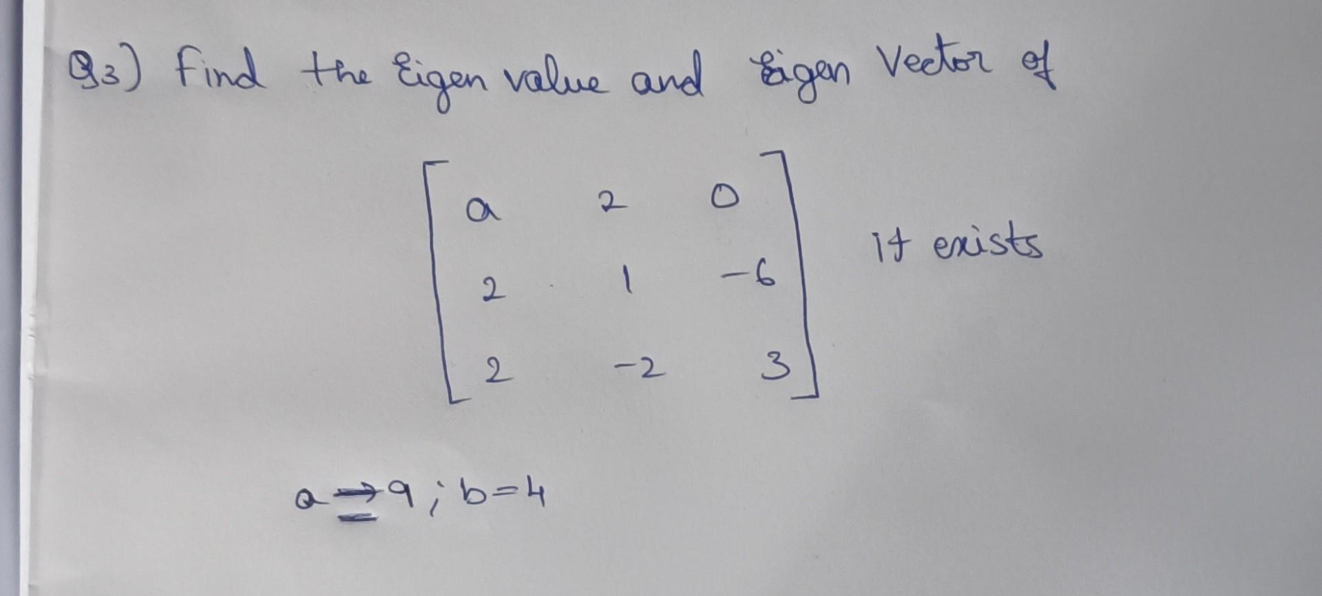 Solved Q3) Find the kigen value and Eigen Vector of | Chegg.com