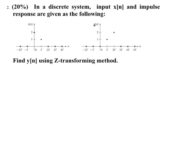 Solved (20%) in a discrete system, input x[n] and impulse | Chegg.com